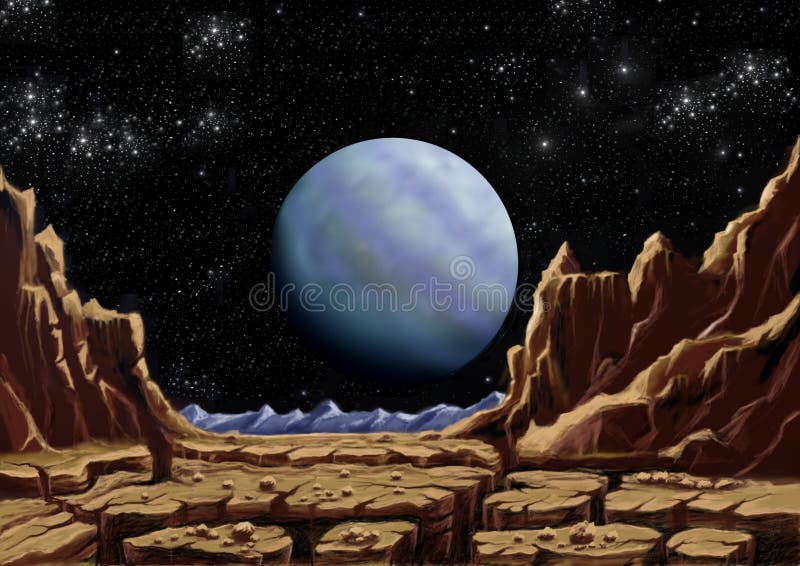 Strange planet stock illustration. Illustration of satelite - 8313930
