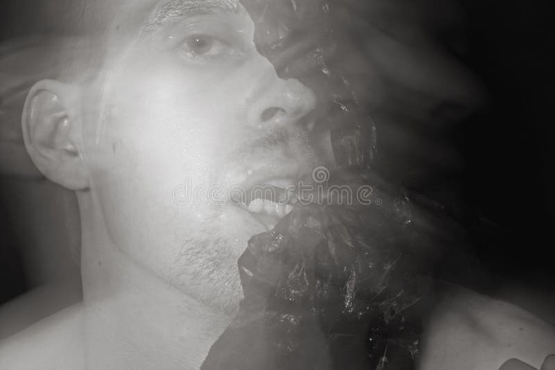 Strange Portrait of a Young Man Stock Image - Image of blurred ...