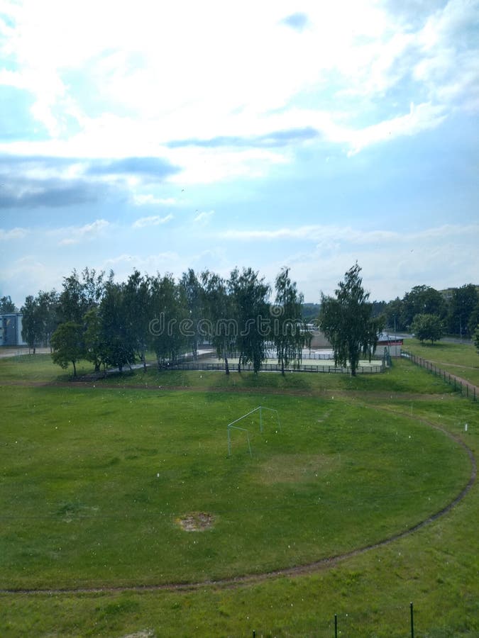Strange Rain without Rain Clouds Stock Photo - Image of hill, field ...