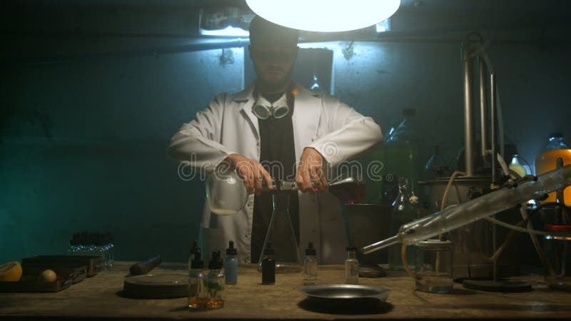 Strange Scientist Prepares a Potion Stock Footage - Video of chemist ...