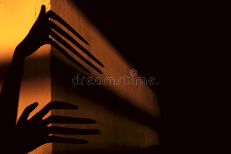 Terrible Shadows. Abstract Background. Black Shadows of a Big Hands on ...