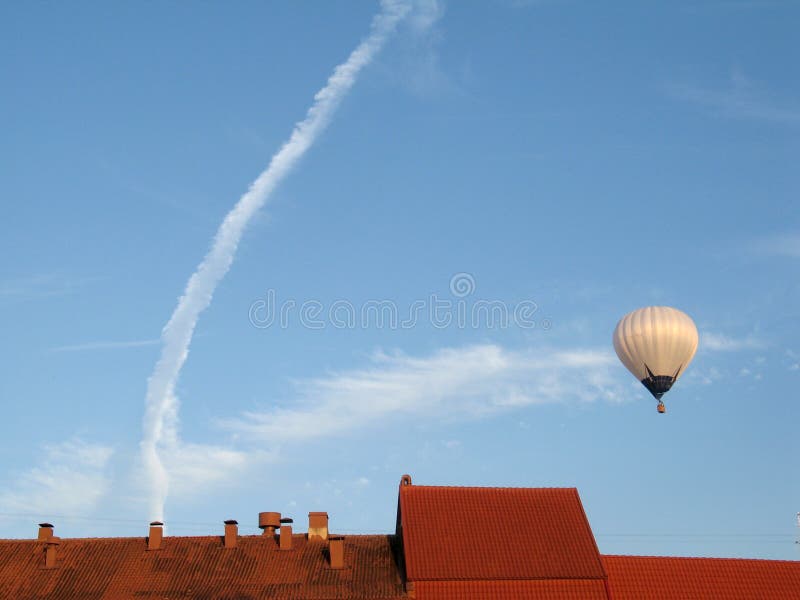 Strange Smoke and Air Baloon Stock Image - Image of atmospheric ...
