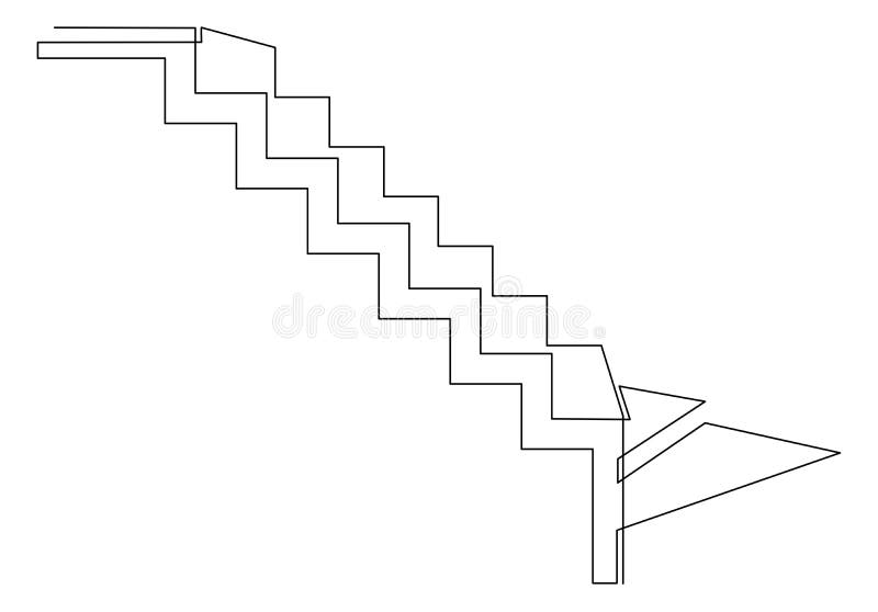 Strange Staircase Steps Up and Down. Frontal Perspective. Continuous ...