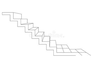 Strange Staircase Steps Up and Down. Frontal Perspective. Line Drawing ...
