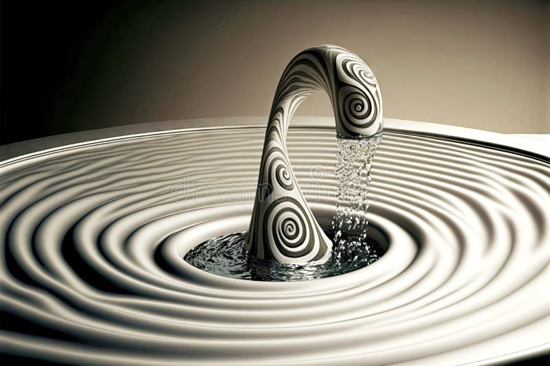 From Strange Tap with Whirlpool Base, Water Flows Down Stock ...