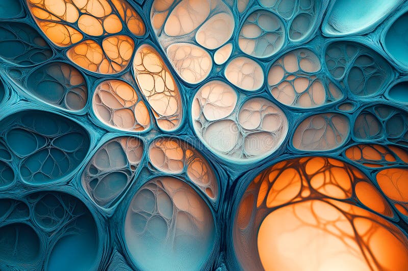 Strange Web Lattice Cell Pattern Orange Blue Abstract Stock ...