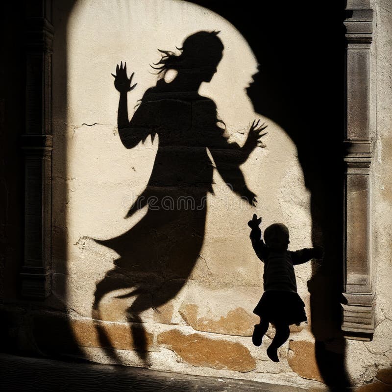 Strange, Unusual Shadow of Woman and Child on Wall, Ghost of a Woman ...