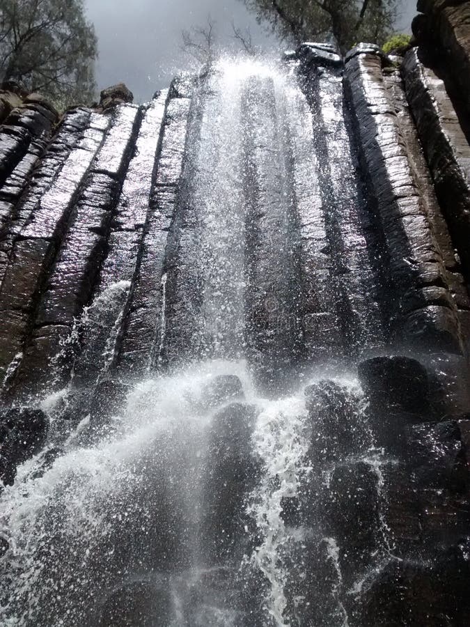 Strange Waterfall on River in Michigan Stock Photo - Image of leaf ...