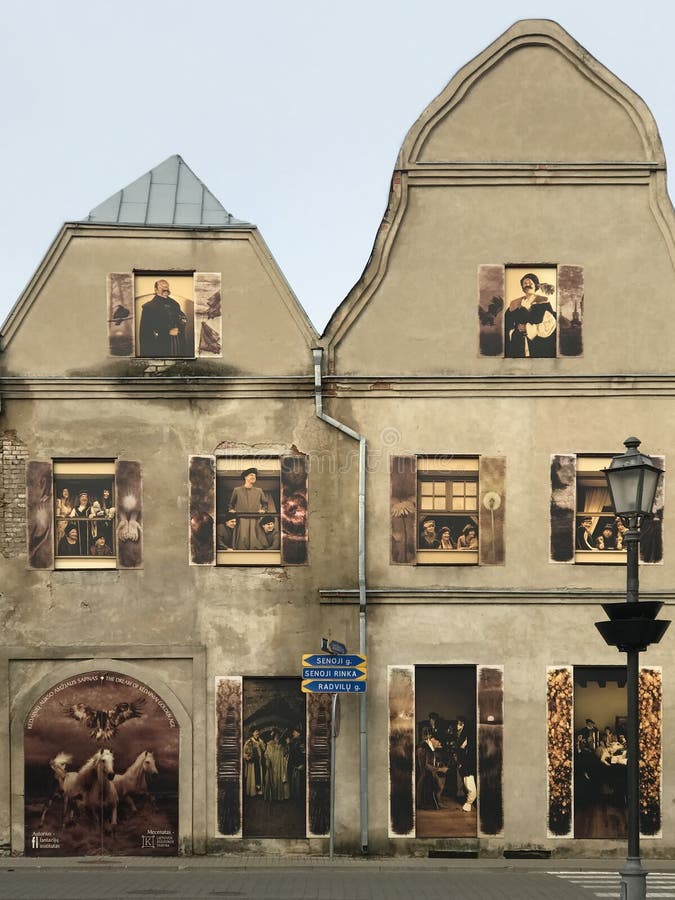 Strange Windows on an Empty Wall Stock Image - Image of rail, decorated ...