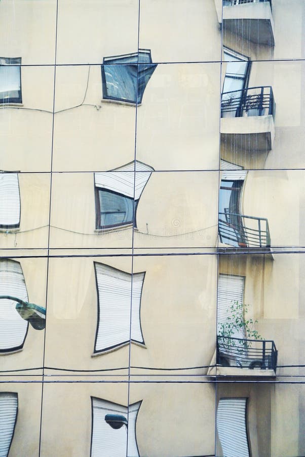 Strange Windows on an Empty Wall Stock Image - Image of rail, decorated ...