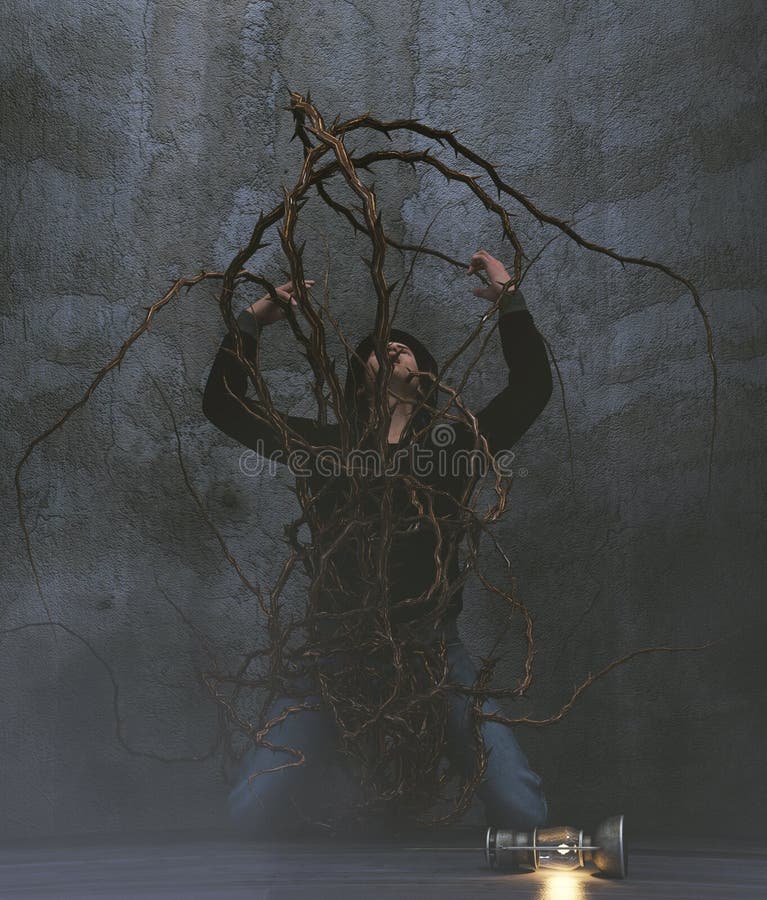 A Stranger Being Attack by a Ghost Brambles Stock Illustration ...