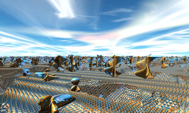 Stranger Planet. Rocks and Desert. 3D Illustration Stock Illustration ...