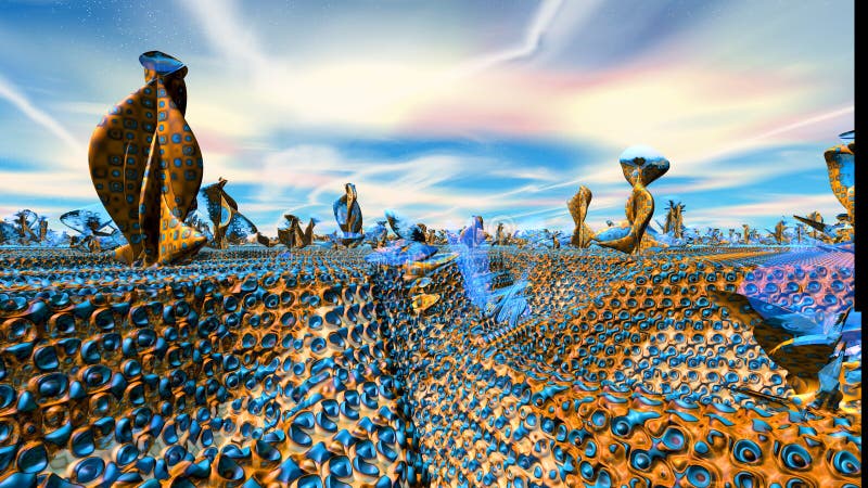 Stranger Planet. Rocks and Desert. 3D Illustration Stock Illustration ...