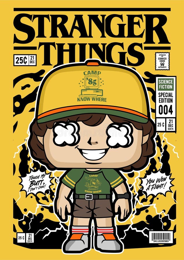 Stranger Things Dustin stock illustration. Illustration of font - 324366762