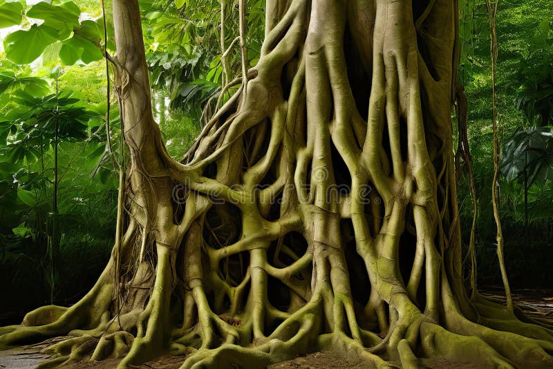 Strangler Fig Roots Enveloping a Tree To Form a Latticed a Stock ...