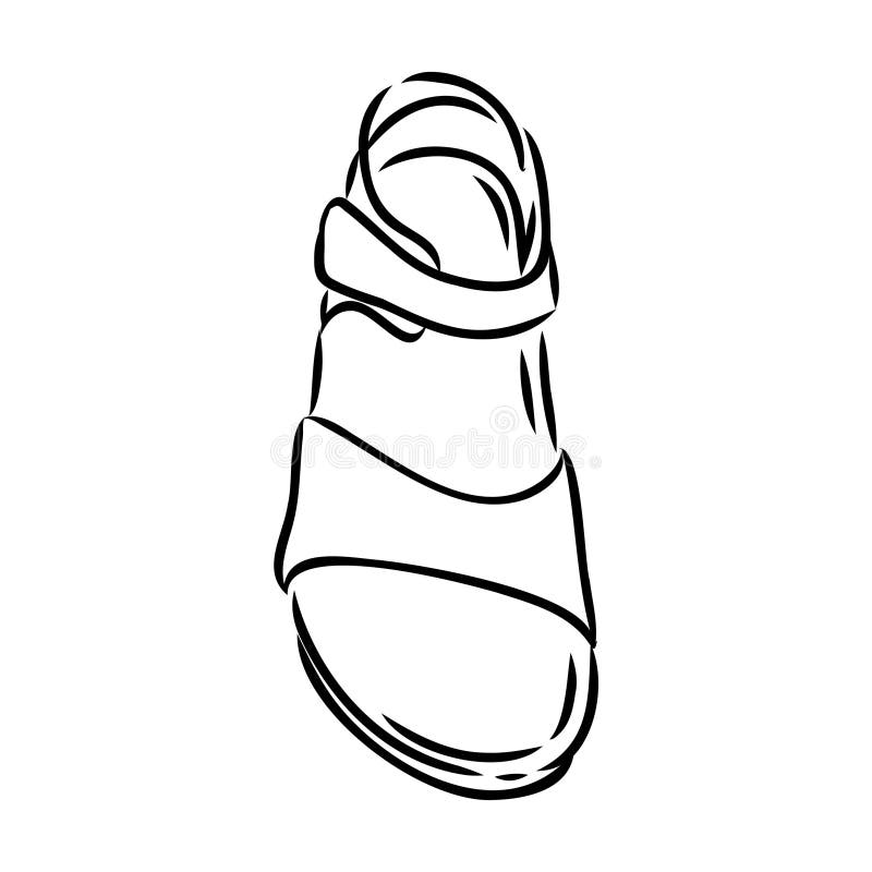 Strap Sandal Outline Drawing Vector, Strap Sandal in a Sketch Style ...