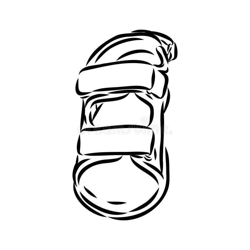 Strap Sandal Outline Drawing Vector, Strap Sandal in a Sketch Style ...