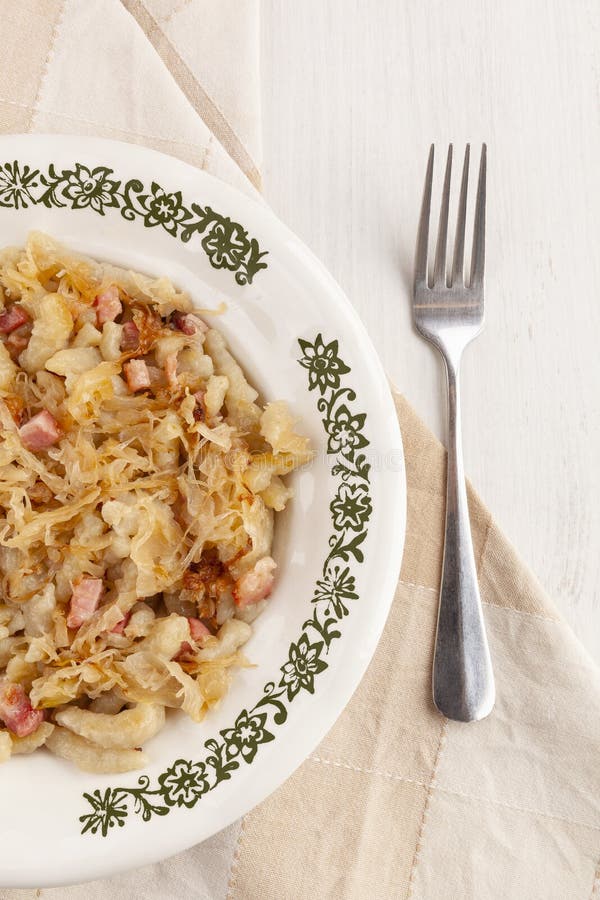 Strapacky. Dumplings with Bacon and Sour Cabbage Stock Image - Image of ...