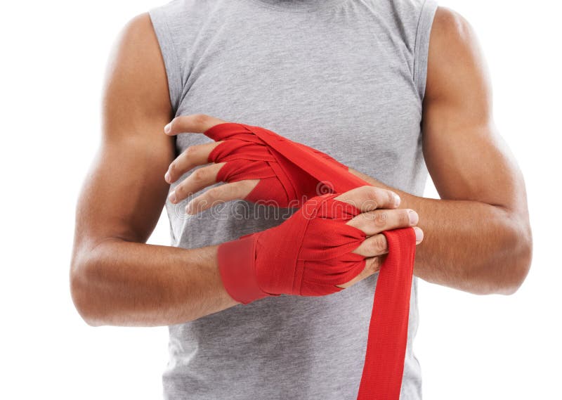 Strapping for Strength. Cropped Image of a Kick-boxer Strapping His ...
