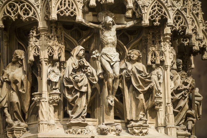 Strasbourg - the Gothic Cathedral, Sculptures Stock Photo - Image of ...