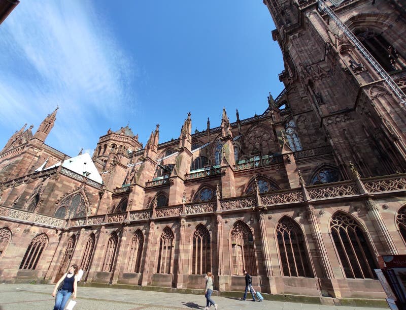 Strasbourg Gothic Cathedral. Side View Editorial Stock Photo - Image of ...