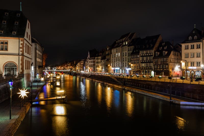 Strasbourg at night stock photo. Image of historic, architecture ...
