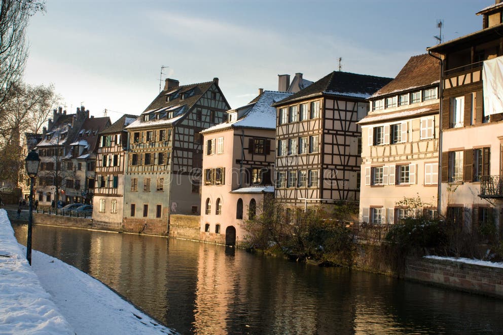 Strasbourg winter stock image. Image of town, sunset - 17933827
