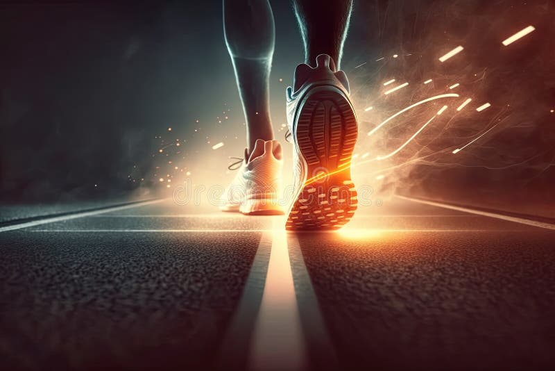 Strat Now, Runner Foot at the Start Line Ready for a Running Race, for ...