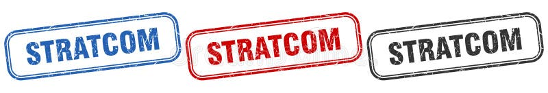 Stratcom Square Isolated Sign Set. Stratcom Stamp Stock Vector ...