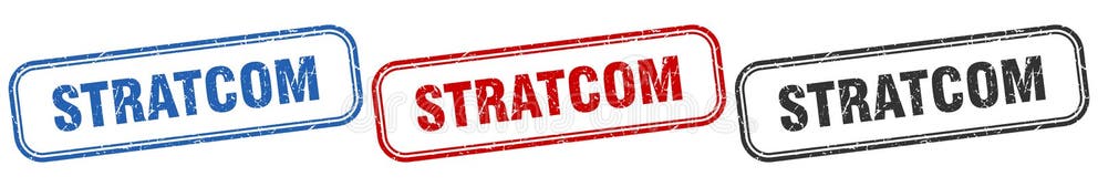 Stratcom Square Isolated Sign Set. Stratcom Stamp Stock Vector ...