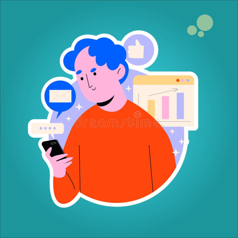 Strategi Digital Marketing Sticker or Icon Stock Vector - Illustration ...