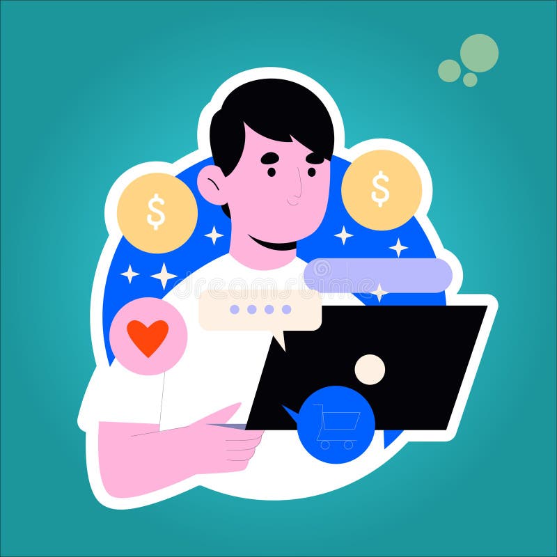 Strategi Digital Marketing Sticker or Icon Stock Vector - Illustration ...