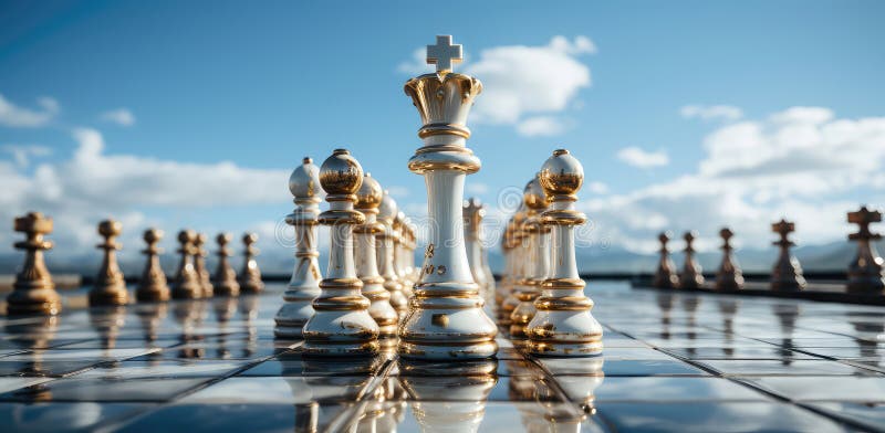 Strategic Battle of Wits: Intense Chess Match on a 3D Rendered ...