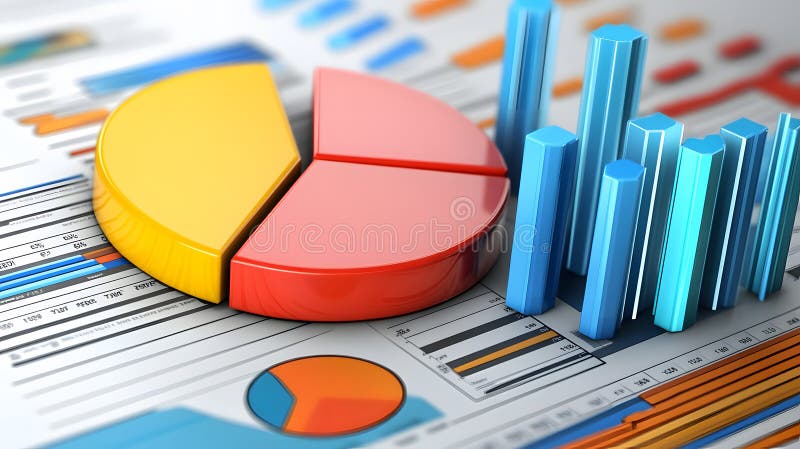 Strategic Business Plan with Pie Chart and Bar Graph Stock Illustration ...