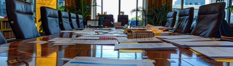 Strategic Business Planning Session with Documents Spread Out on a ...
