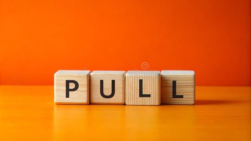 Strategic Business Transformation Wooden Cubes Illustrate Pull and Push ...