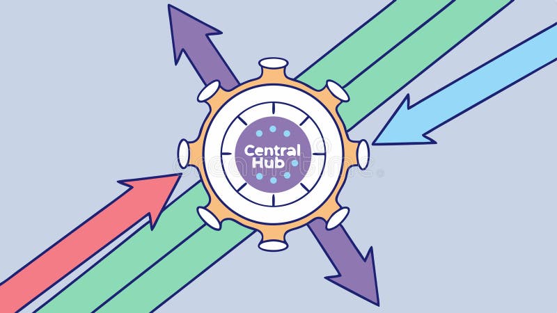 Strategic Central Hub with Outward Arrows Vector Illustration, Vector ...