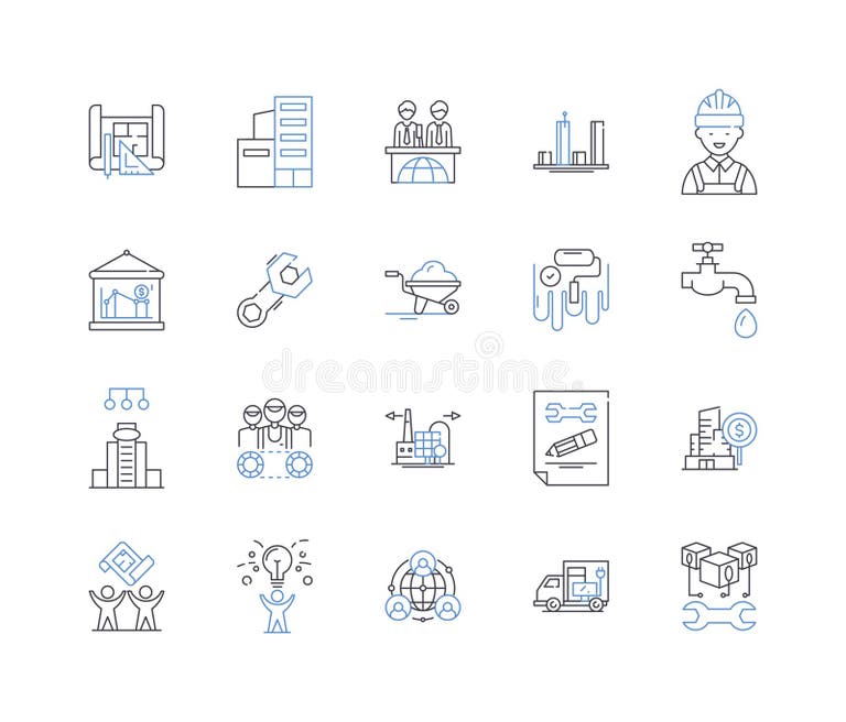Strategic Chain Line Icons Collection. Integration, Collaboration, Efficiency, Optimization ...