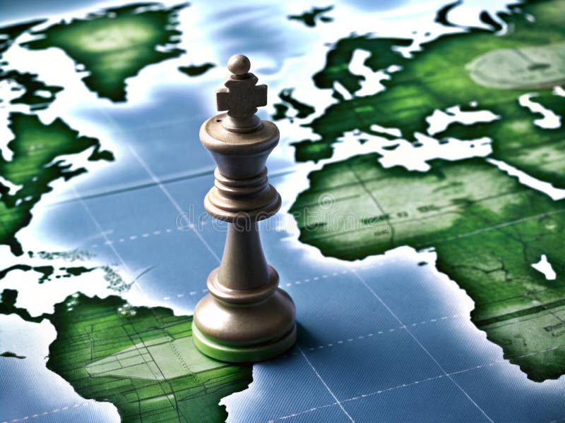 Strategic Chess Piece on World Map Reflecting Global Planning ...