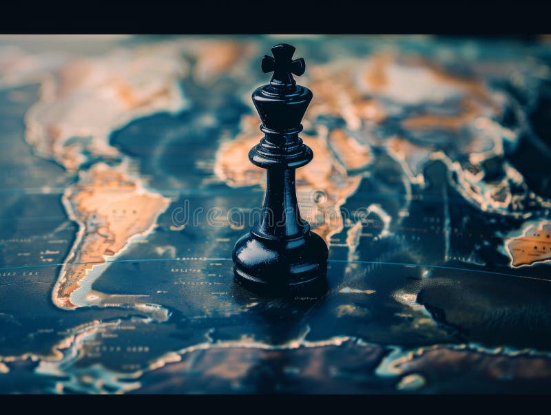 Strategic Chess Piece on World Map Symbolizing Global Leadership and ...