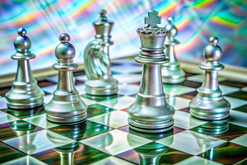 Strategic Chess Pieces on Board, Colorful Background, Winning Move ...