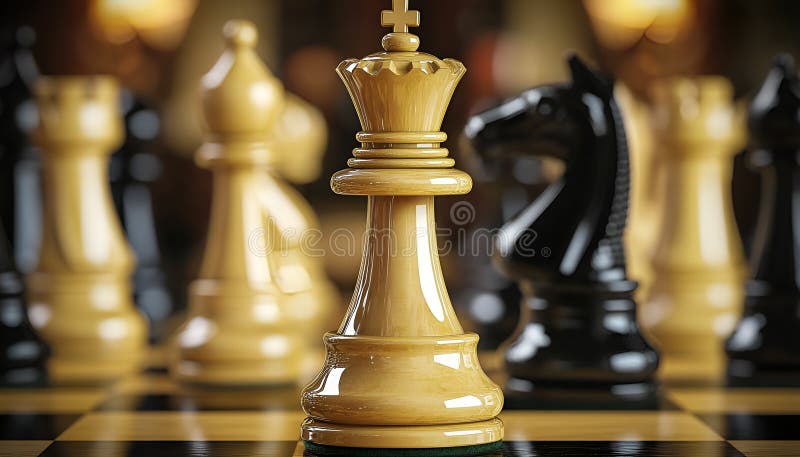 Strategic Chess Pieces on Chessboard with King and Rook in Focus Stock ...