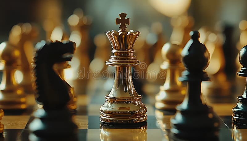 Strategic Chess Pieces on Chessboard with King and Rook in Focus Stock ...