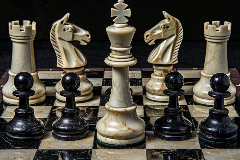 Strategic Chess Pieces on Square Checkered Chessboard Ready for Intense ...