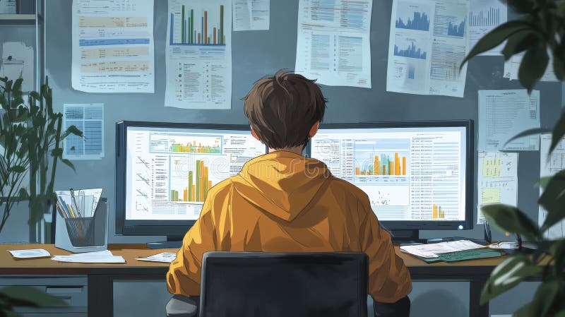 Strategic Data Analysis in a Modern Office Workspace Stock Photo ...