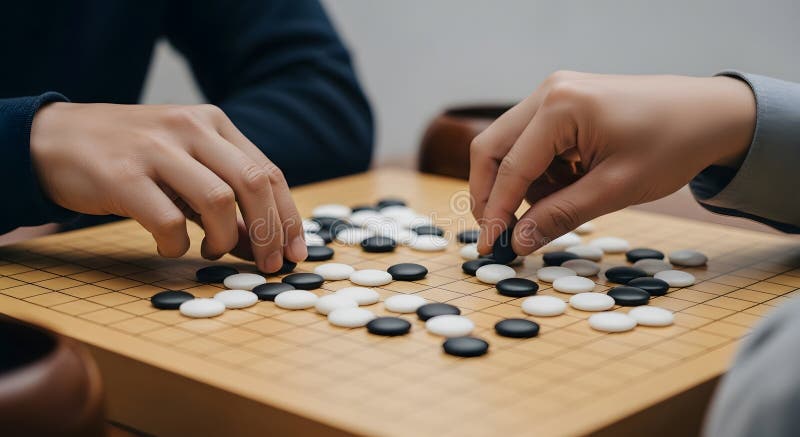 Strategic Go Game in Progress, Focus on Hands Placing Black and White Stones Stock Photo - Image ...
