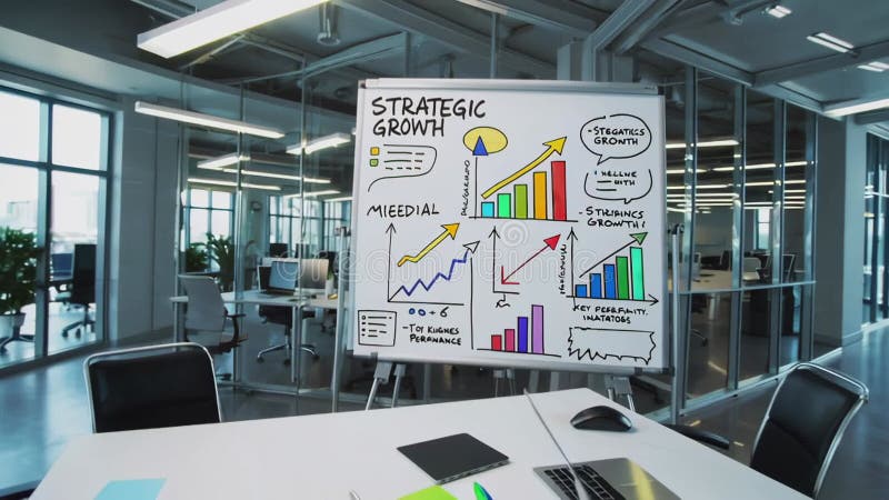 Strategic Growth Chart Displayed in Modern Office Setting Stock Footage ...
