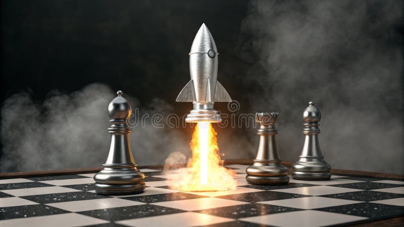 Strategic Launch Rocket on Chessboard Stock Illustration - Illustration ...