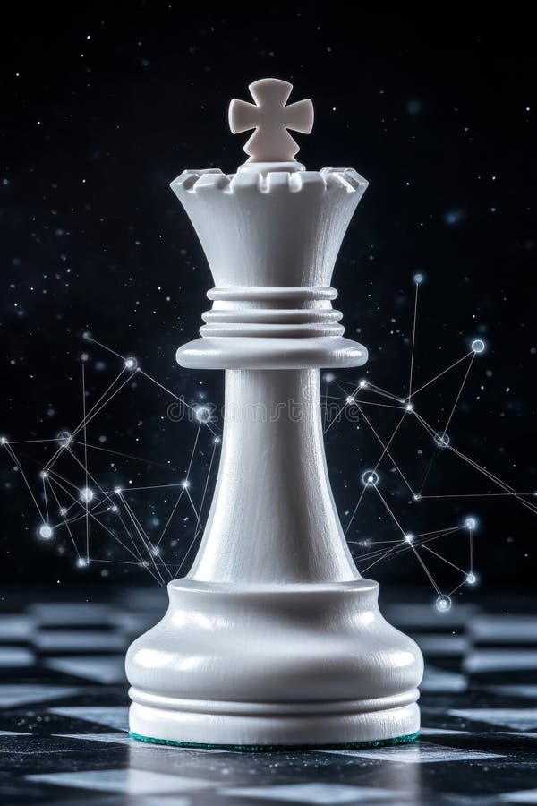 Strategic Leadership, Digital Age White Chess Queen on Chessboard with ...