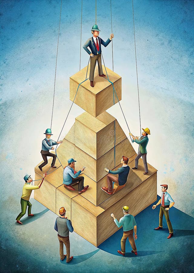 Strategic Leadership Teamwork Building Blocks Success Construction Progress Management Stock ...